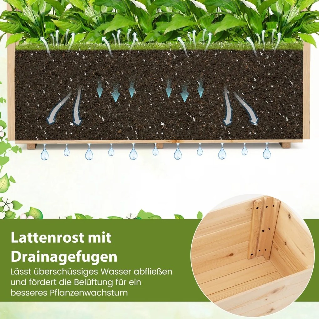 Costway Vyvýšený záhon s mříží a závěsnou střechou Truhlík – 115 × 40 × 103 cm