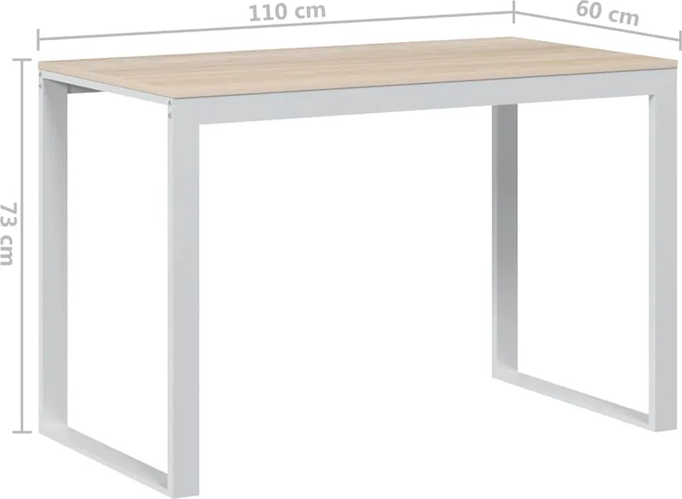 Počítačový stůl bílý a dub 110 x 60 x 73 cm dřevotříska 30198