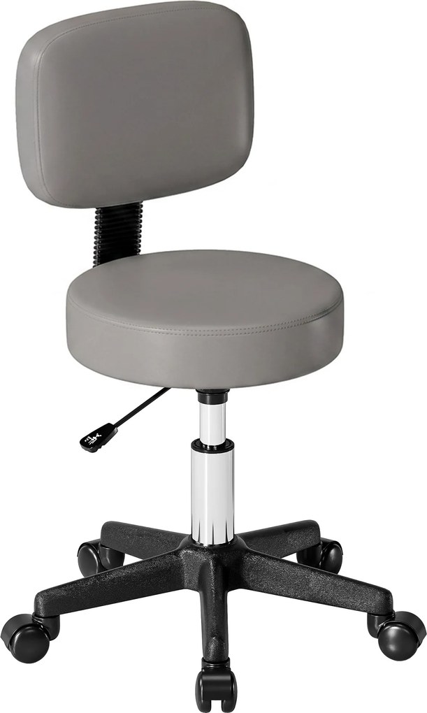 HOMCOM masážní stolička s kolečky, výškově nastavitelná a otočná s ergonomickým opěradlem, šedá