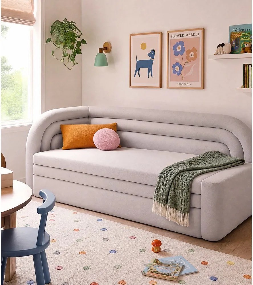 Béžová sametová rozkládací/s úložným prostorem pohovka levý roh 223 cm Fabillo – ELTAP