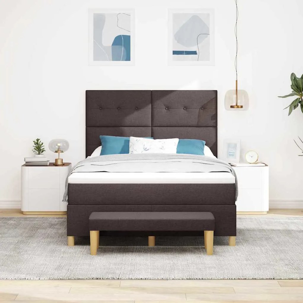 Postel s boxspringem s čelo Tmavě hnědá 190 x 140 cm textil 3344299