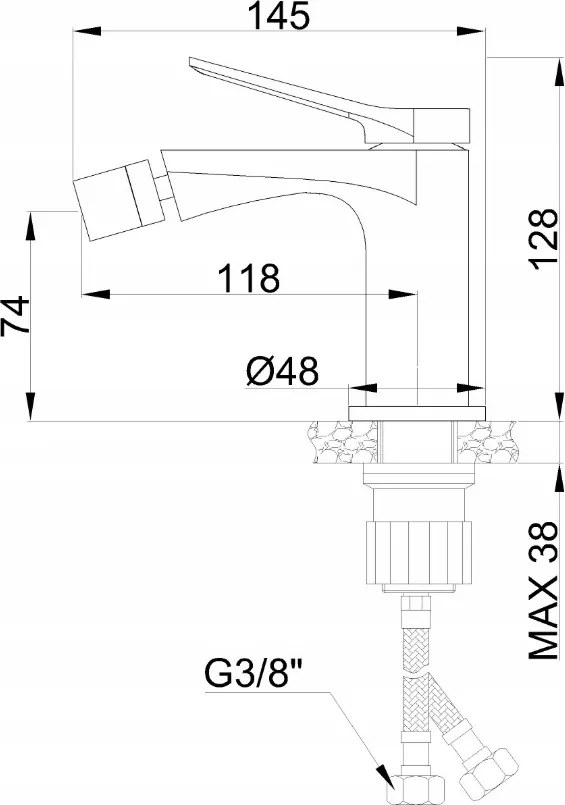 Invena Alonia, bidetová baterie h-128, chromová, INV-BB-70-001-V