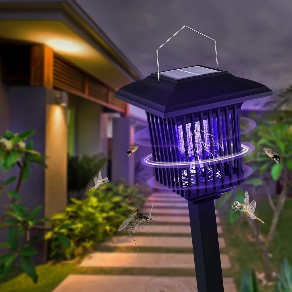 Bluegarden, LED solární lampa proti hmyzu 15x15x27 cm J-22, černá, OGR-02107