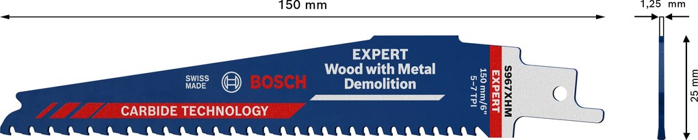 BOSCH Pilový list do pily ocasky EXPERT Wood with Metal Demolition S967XHM