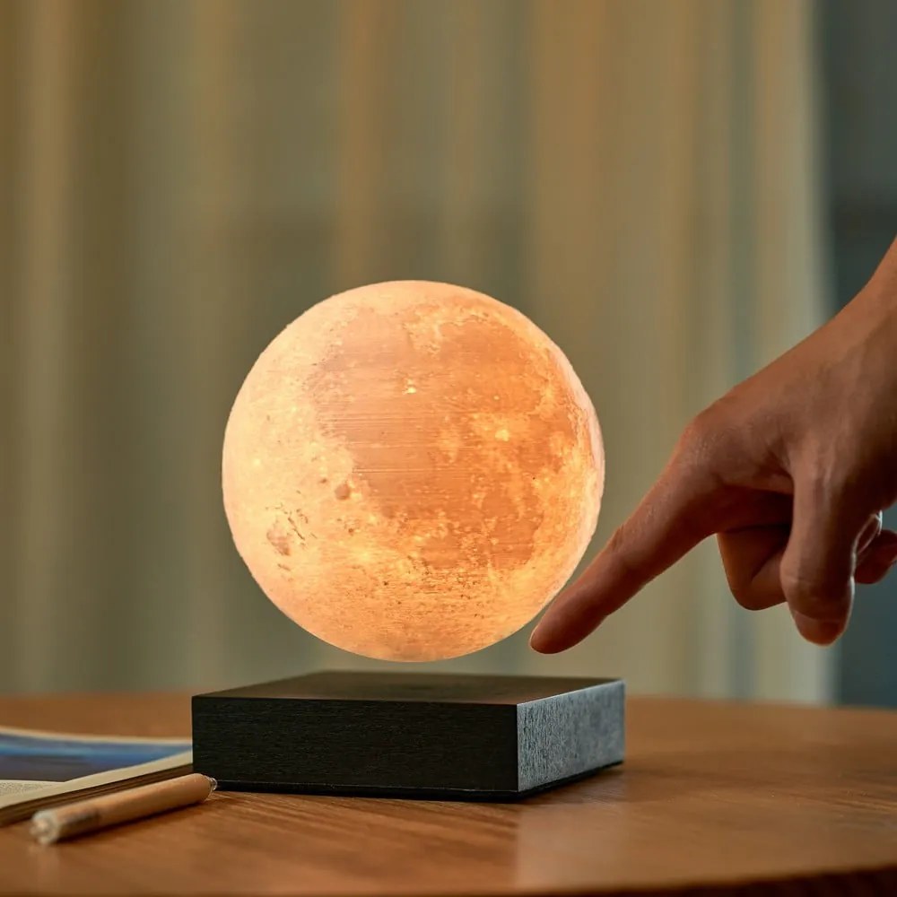 Černá stolní levitující lampa ve tvaru Měsíce Gingko Moon