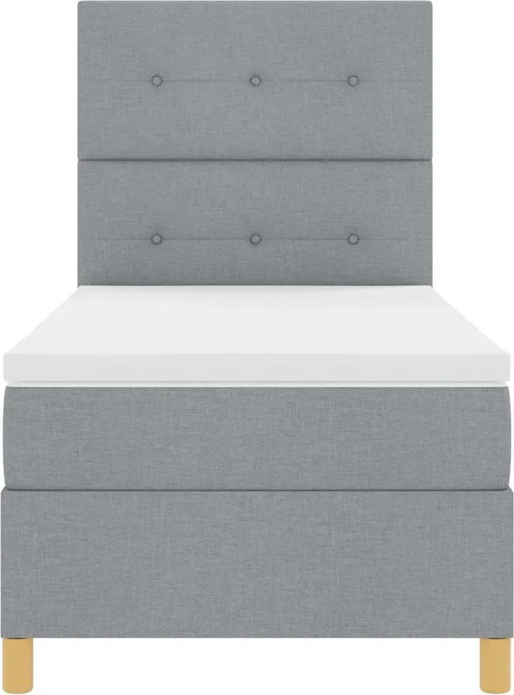 Postel s boxspringem s čelo Světle šedá 80 x 200 cm textil 3339574
