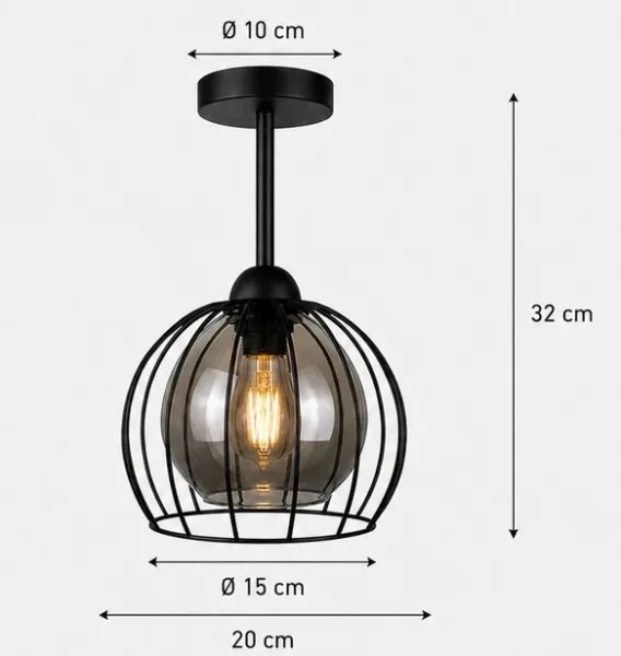 Přisazený lustr SOLO BLACK 1xE27/60W/230V