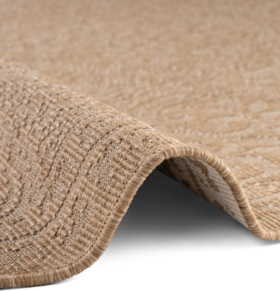 NORTHRUGS, Kusový koberec Duet Rosel 106252 Beige/White kruh - na ven i na doma, 160x160 (průměr) kruh, béžová, chodba / předsíň