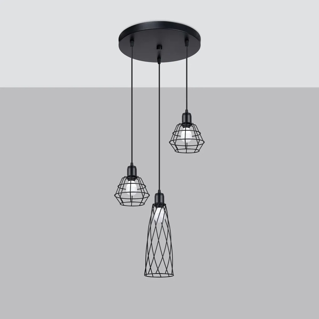 Sollux Lighting Závěsné svítidlo SUBA 3P černé