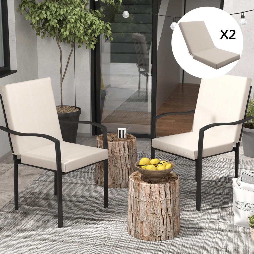 Outsunny Sada 2 venkovních polštářů na židli s opěrkou a 8cm výplní, rozměr 112D x 51Š cm, Béžová | Aosom