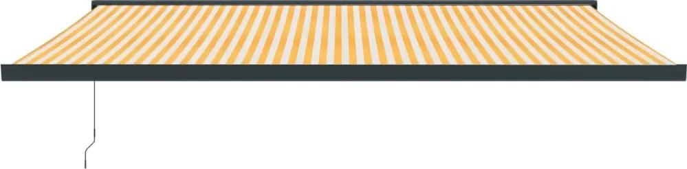 vidaXL Zatahovací markýza žlutá a bílá 5 x 3 m textil a hliník [3154560]