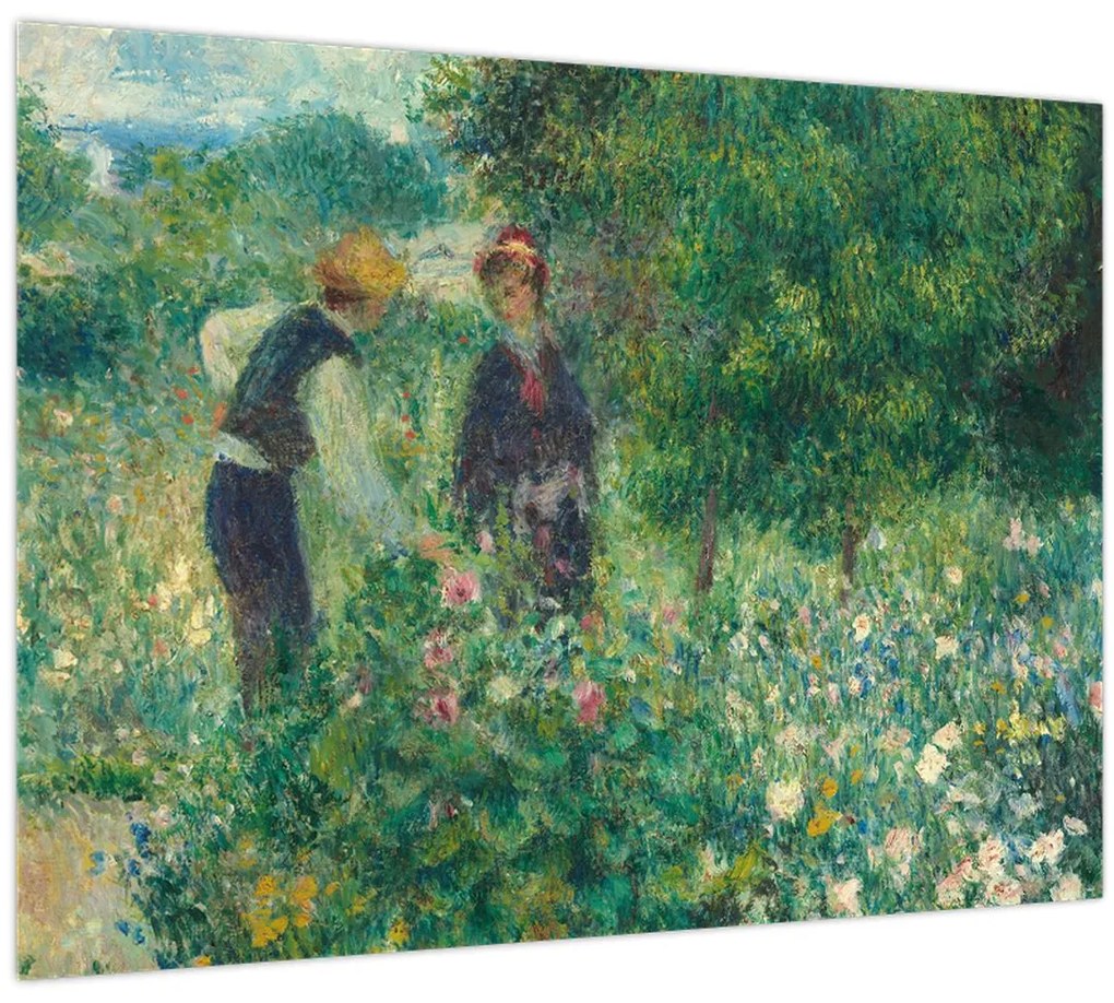 Skleněný obraz - Auguste Renoir, Picking Flowers, reprodukce (70x50 cm)