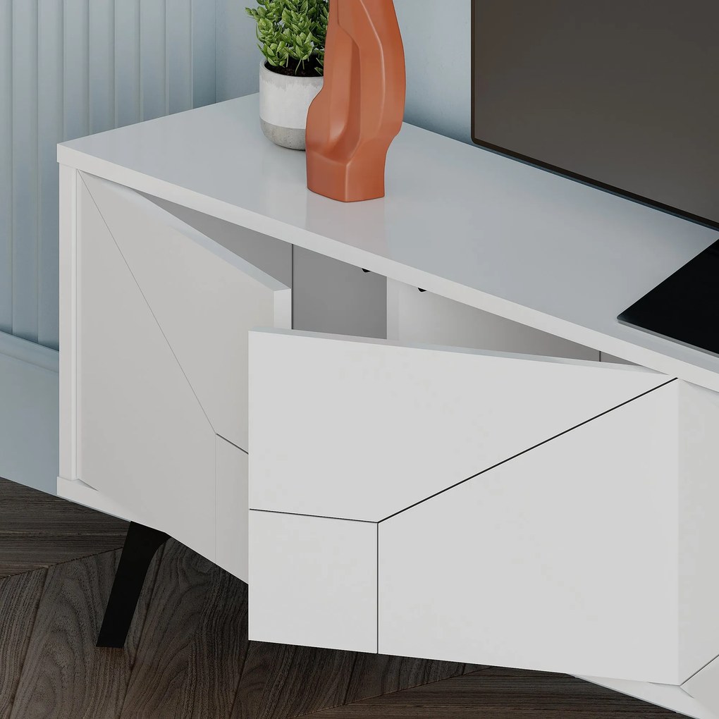 KALUNE DESIGN dřevěný TV stolek DUNE bílý 855DTE3094