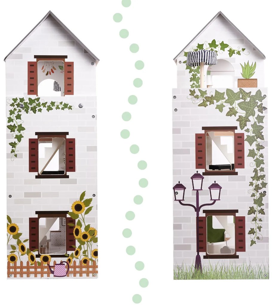 Creative Corner Dřevěný domeček pro panenky LULILO FLORO boho LED