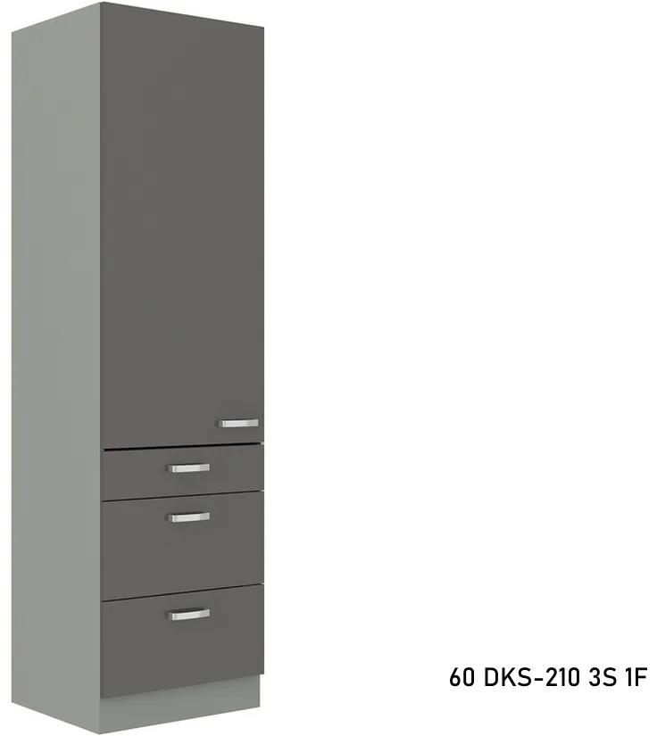 Expedo Kuchyňská skříňka vysoká kombinovaná GRISS 60 DKS-210 3S 1F, 60x210x57, šedá/šedá lesk