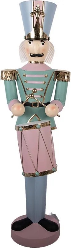 Kovová dekorace Louskáček Nutcracker s bubínkem - 37*40*129 cm