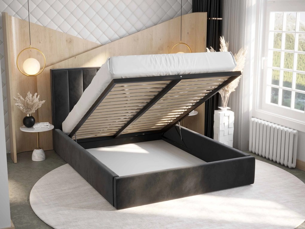 Manželská postel 160 cm Ocie (hnědá) (s roštem a úložným prostorem). 1047115