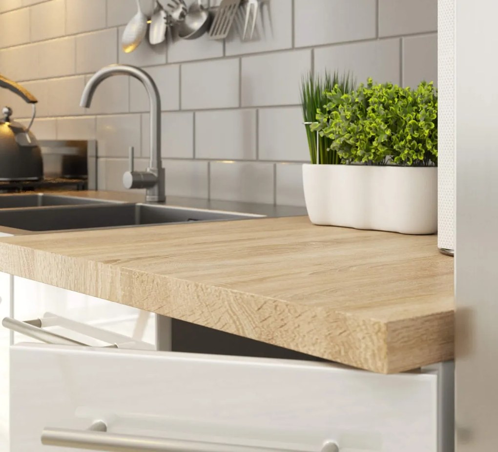 Kuchyňská skříňka Olivie S 60 cm 2D bílá/bílý lesk/dub sonoma