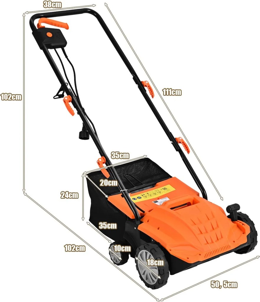 Costway Elektrický vertikutátor provzdušňovač trávníku 1500 W 2-in