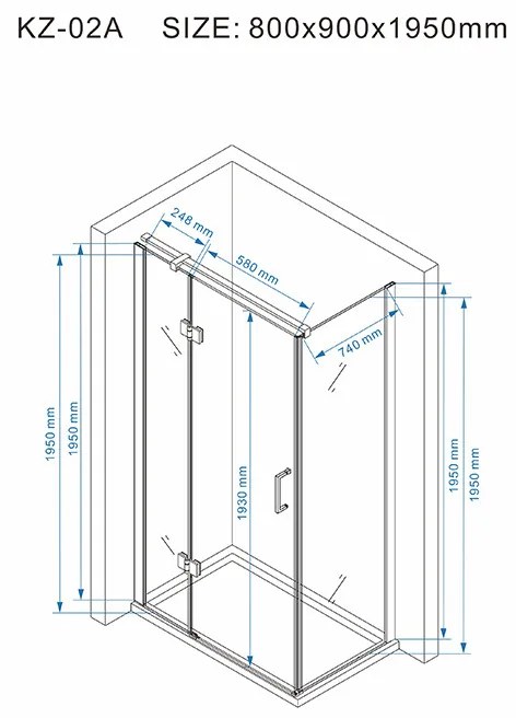 BPS-koupelny Obdélníkový sprchový kout HYD-OK02A 90x80 černý/transparent - bez vaničky