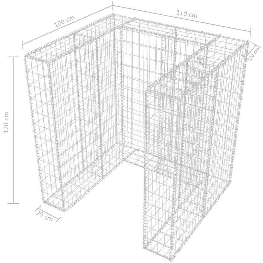 vidaXL Marketos Gabionová zástěna pro 1 popelnici ocelová 110 x 100 x 120 cm