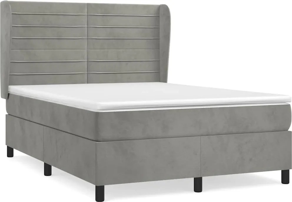 Box spring postel s matrací světle šedá 140x190 cm samet 3129267