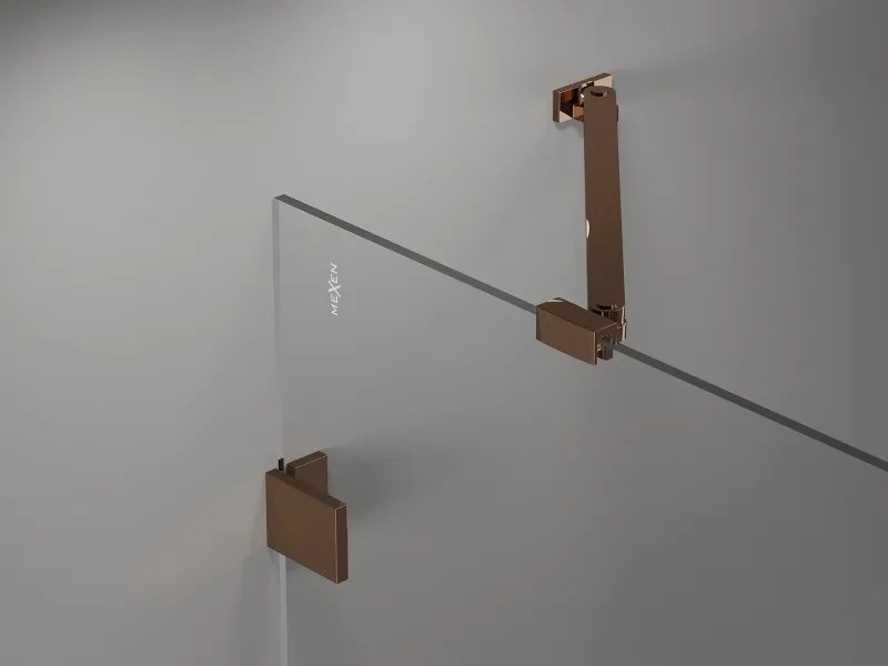Mexen Lunar sprchové dveře otočné levé 125 cm, transparentní, růžové zlato - 834-125-000-60-00-L