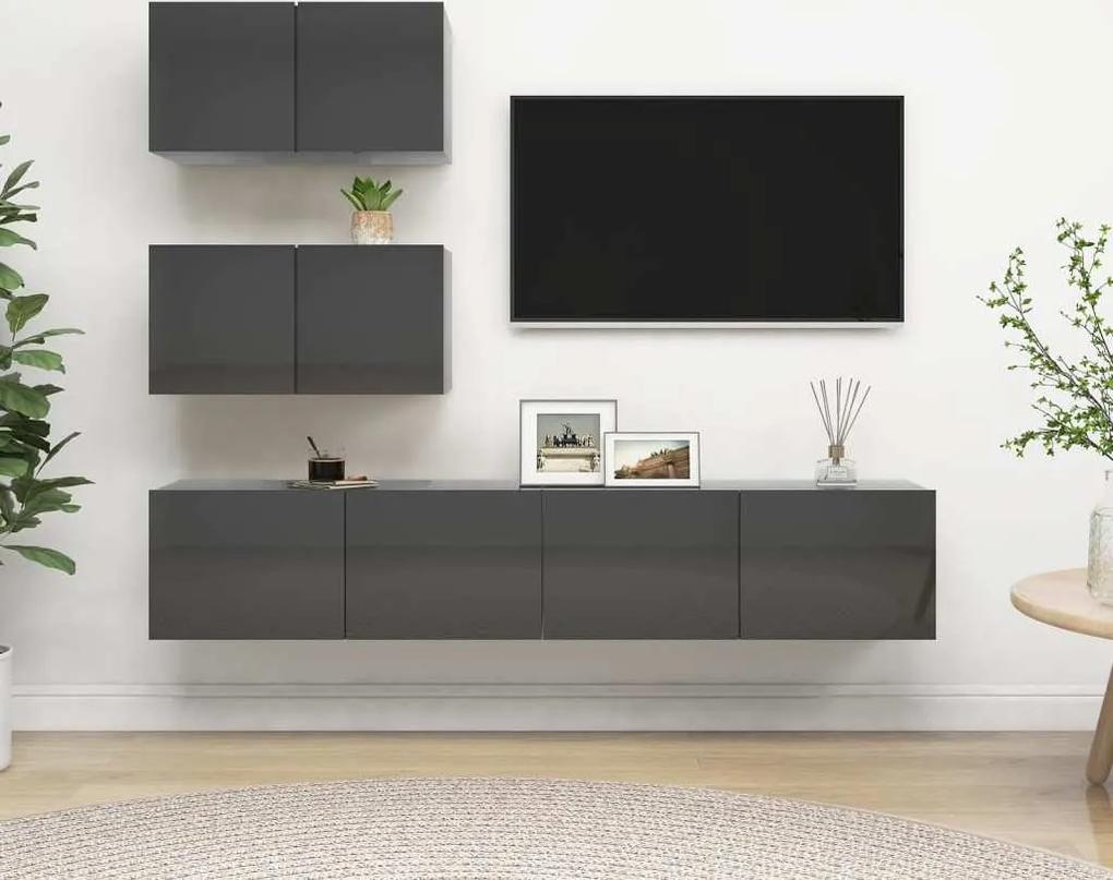vidaXL 4dílný set TV skříněk dřevotříska [3078710] Barva: Černá