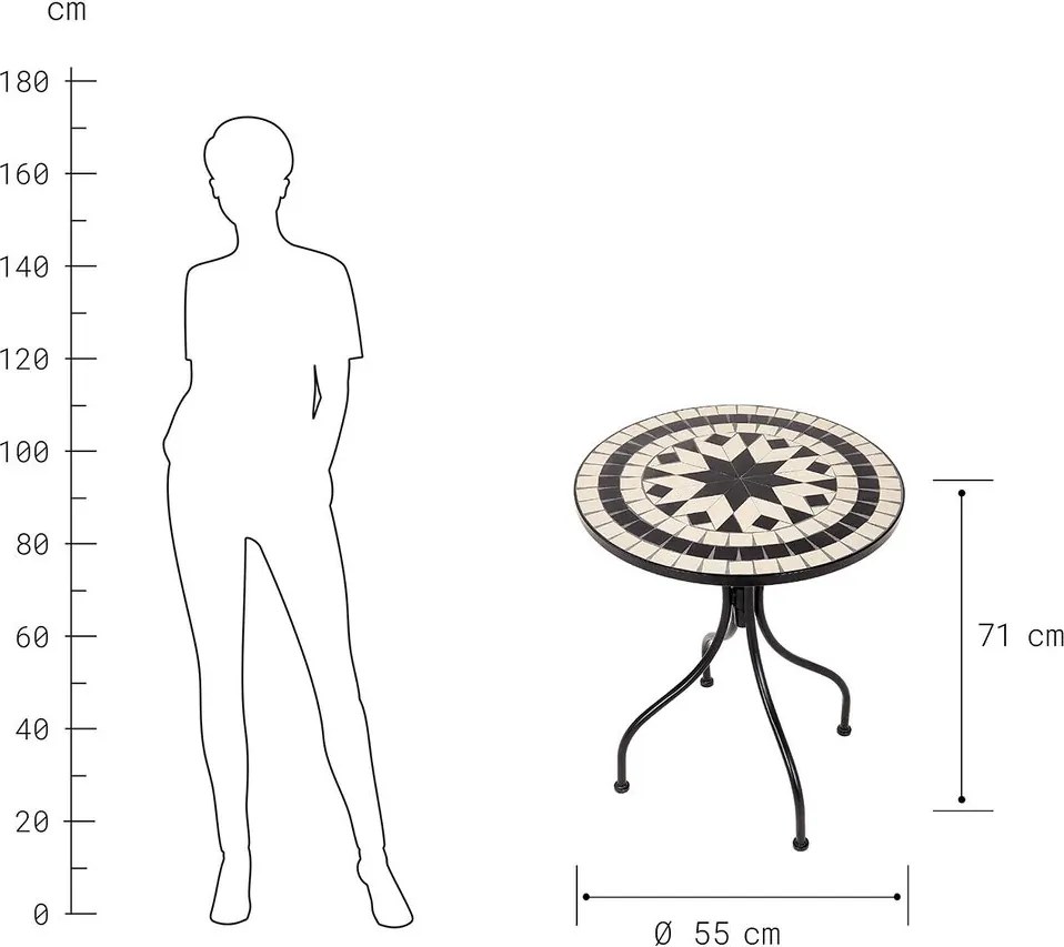 Butlers PALAZZO Zahradní stolek 55 cm - krémová/černá