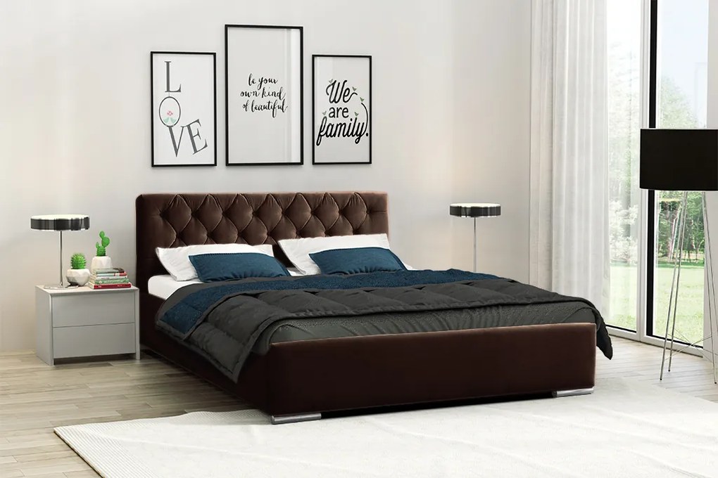 Eka Čalouněná postel ELEGANT 120x200 cm Barva látky Trinity: Růžová (Trinity 2310), Úložný prostor: Bez úložného prostoru