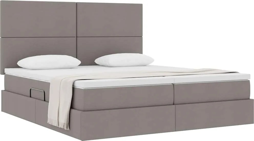 Postel s úložným prostorem s čelo Taupe 180 x 200 cm Textil 3372188