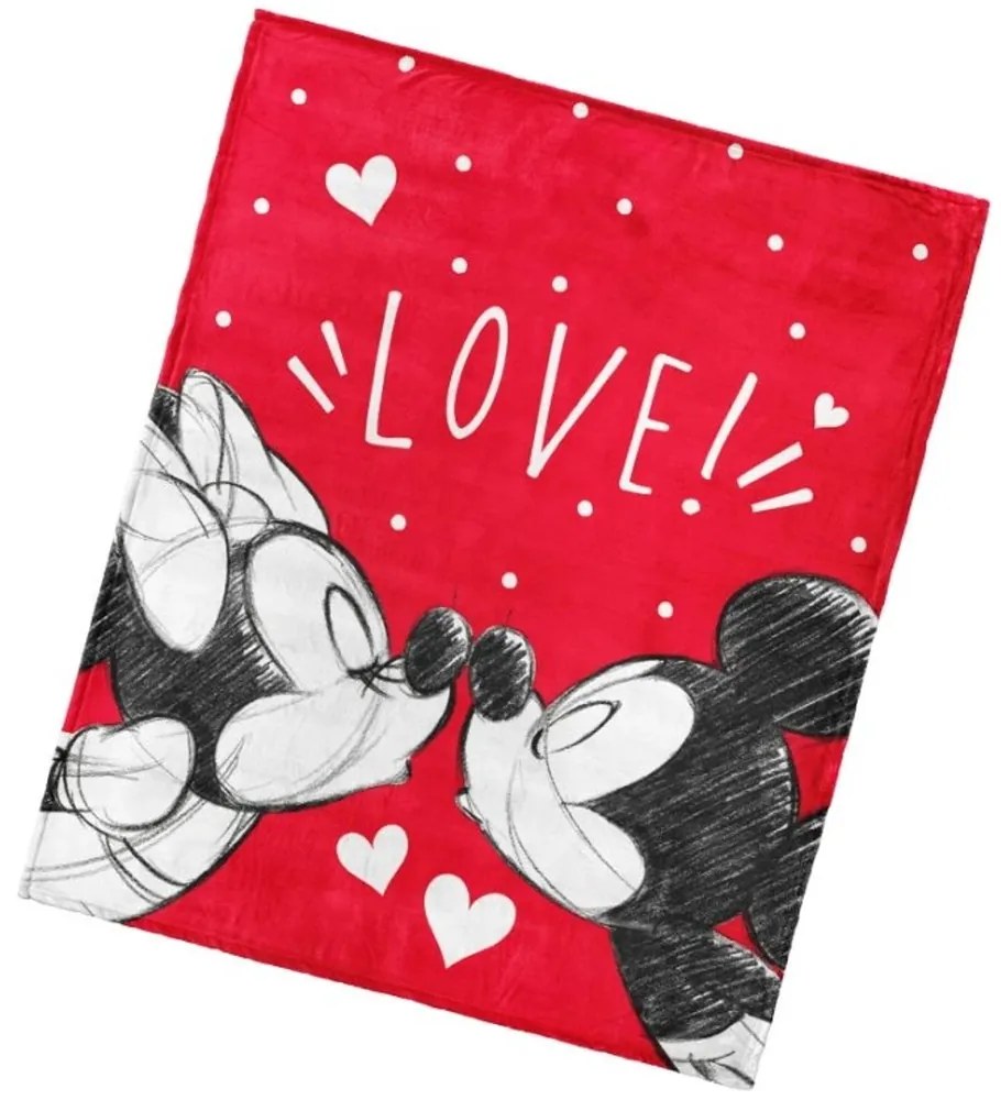 Coral fleece deka Mickey & Minnie Mouse - motiv Love - 130 x 160 cm