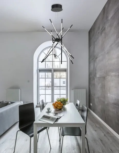 LED lustr Raccio 85 černé s dálkovým ovládáním