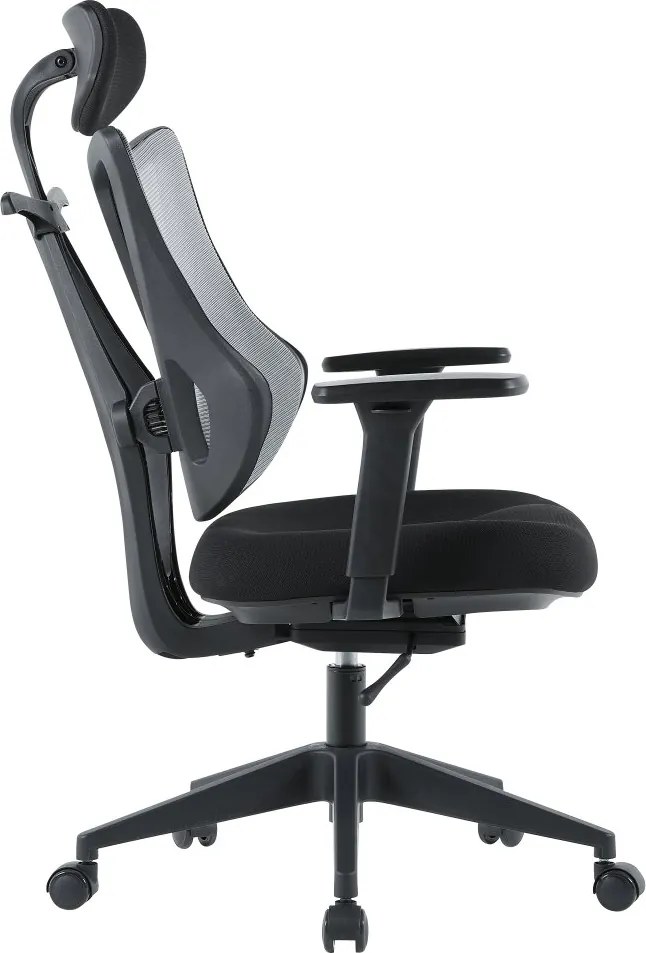 Kancelářská ergonomická židle MORA — síť / látka, šedá / černá