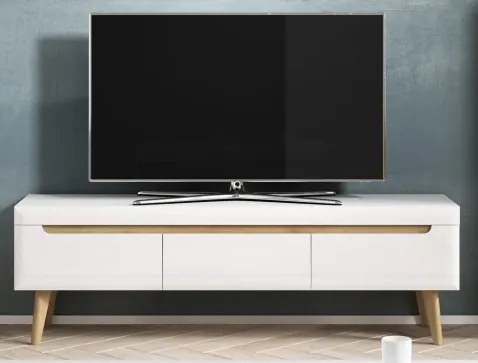 Široká TV skříňka Nordi, 160 cm, dub riviera/bílá lesk