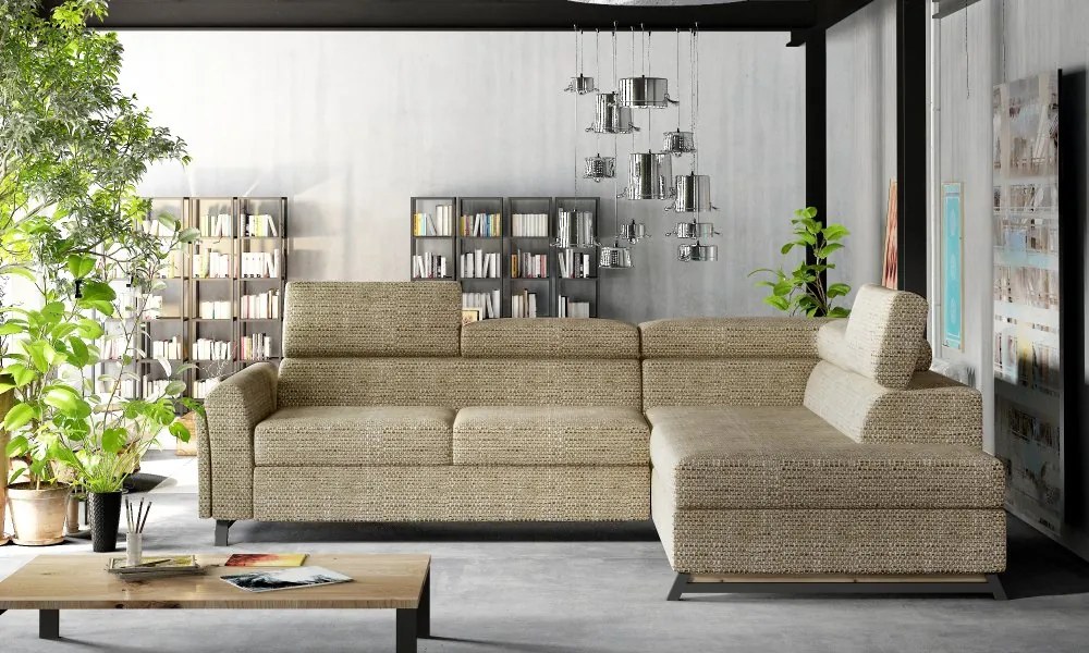 Rozkládací rohová sedačka CAIRO levý roh cappucino
