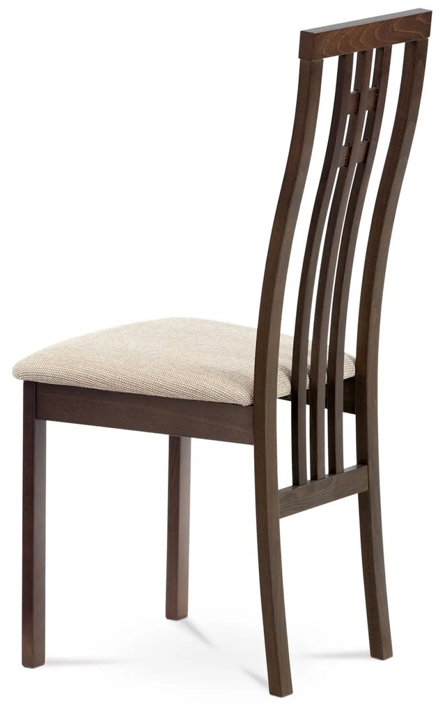 AUTRONIC Jídelní židle, masiv buk, barva ořech, látkový krémový potah