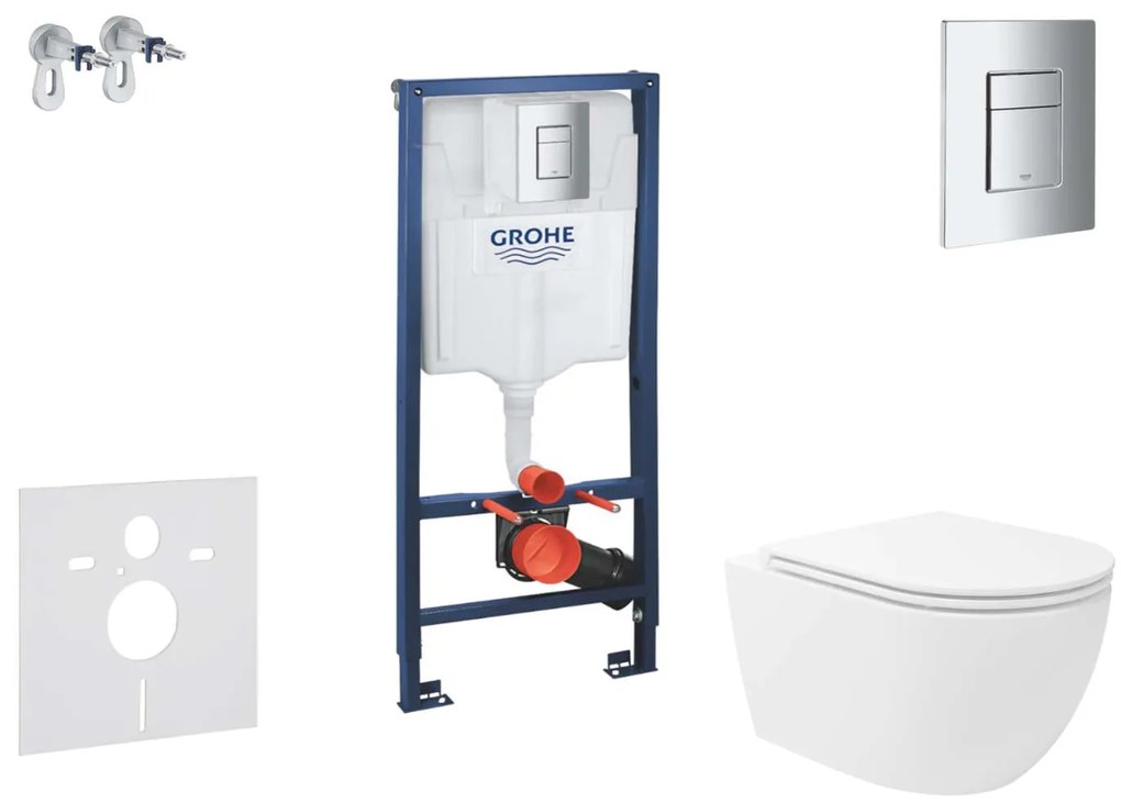 Grohe Rapid SL - Set předstěnové instalace, klozetu Oudee Vortex a sedátka softclose, tlačítko Skate Cosmopolitan, chrom SANI11BA3109