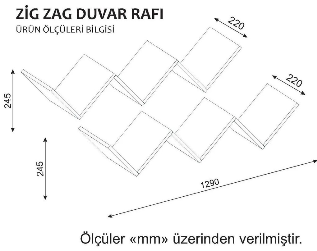 Sada nástěnných poliček Zigzag bílá