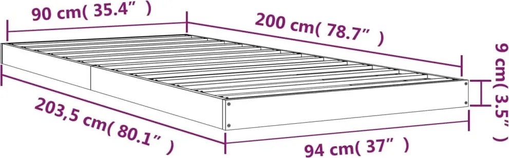 vidaXL Rám postele 90 x 200 cm masivní borovice [823462] Barva: Bílá