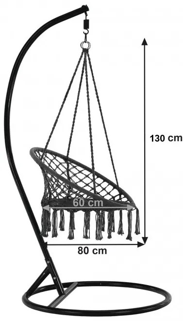 Šedé závěsné křeslo KOLUMBIA se stojanem