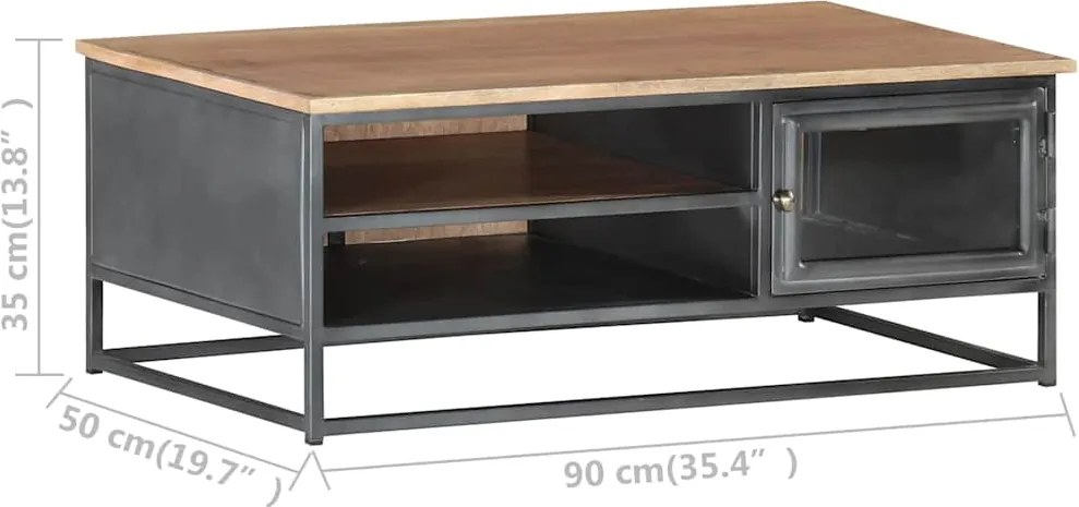 Konferenční stolek šedý 90 x 50 x 35 cm masivní akáciové dřevo 323500