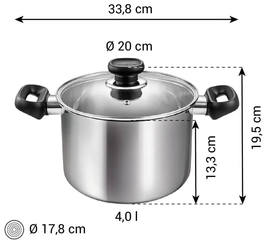 Nerezový hrnec s pokličkou na indukci 4 l Brava – Tescoma