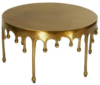 Velký kovový kruhový stolek Tekuté zlato v milánském designu 75 cm