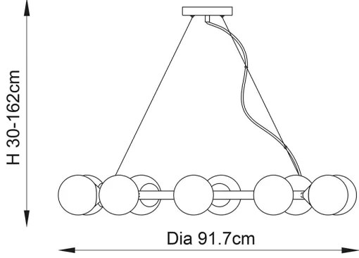 Endon 106008 - Lustr na lanku OTIS 10xG9/3W/230V zlatá/bílá