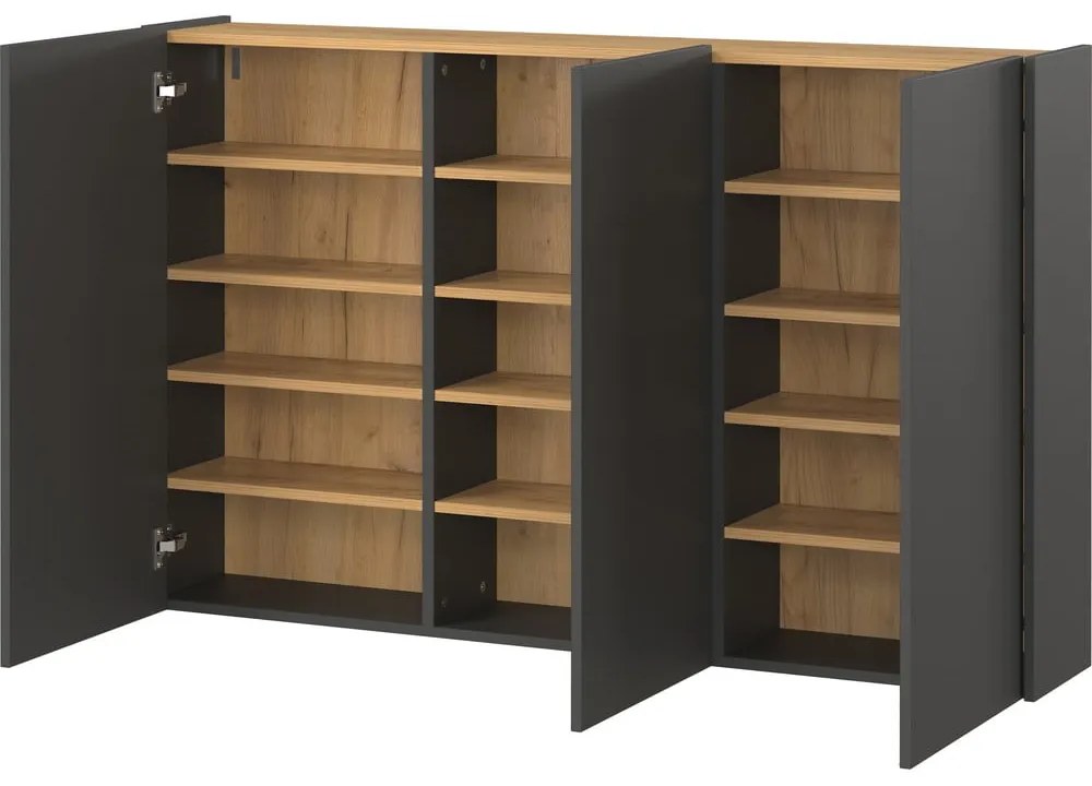 Antracitová závěsná skříňka v dekoru dubu 138x87x25 cm Libbiano – Germania