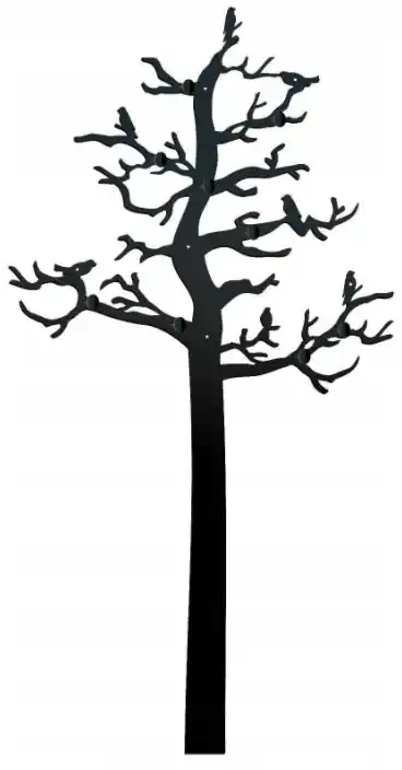 RMP Nástěnný kovový věšák strom s ptáky 131x68x3cm černý | BIANO