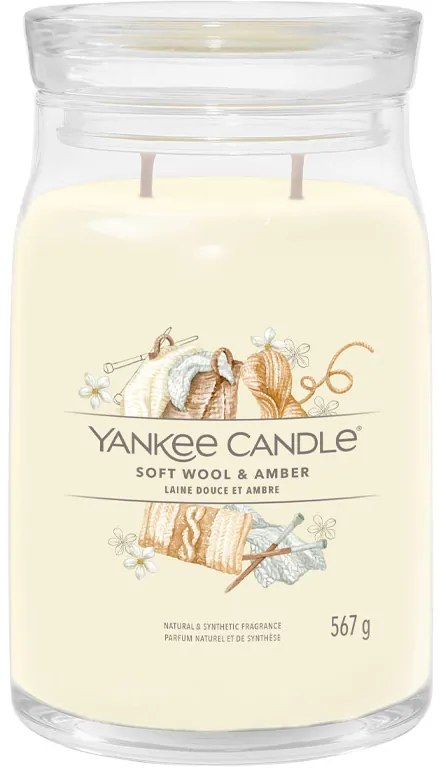 Yankee Candle – Signature svíčka Soft Wool & Amber (Jemná vlna a ambra) Velikost: střední 368 g