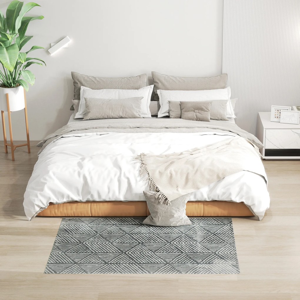 HOMCOM Koberec do obývacího pokoje v moderním stylu, omyvatelný koberec 150 x 80 cm tmavě šedý