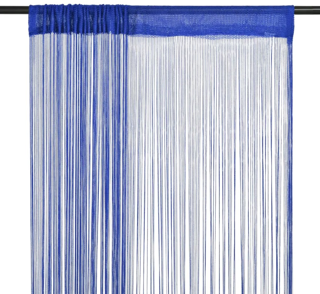 132406 vidaXL Provázkové záclony, 2 ks, 100x250 cm, modrá